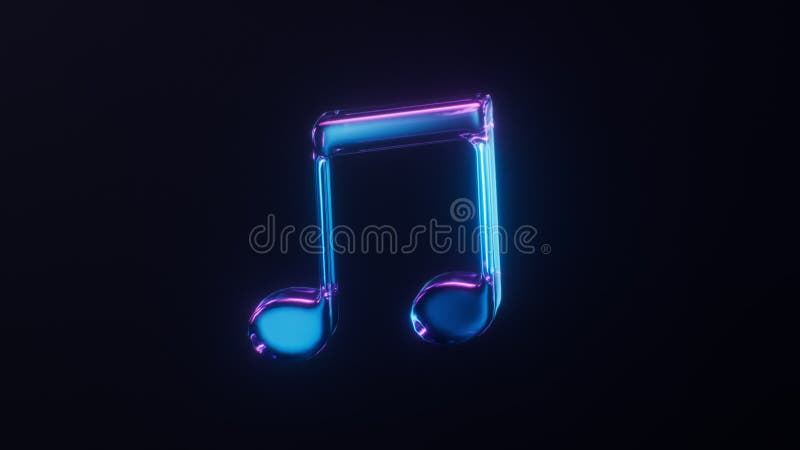 Loop Animation of Music Note with Dark Neon Light Effect, 3d Rendering ...