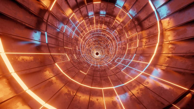 Loop Animation of Neon Tunnel with Blue and Orange Lights Stock Footage ...