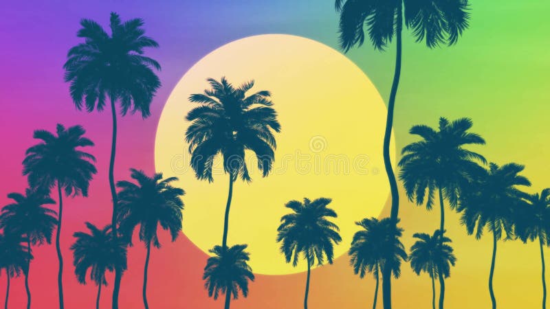 Loop Animation of a Palm Tree Landscape at Sunset Stock Footage - Video ...