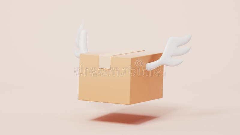 Loop Animation of Paper Box with Wings, 3d Rendering Stock Video ...