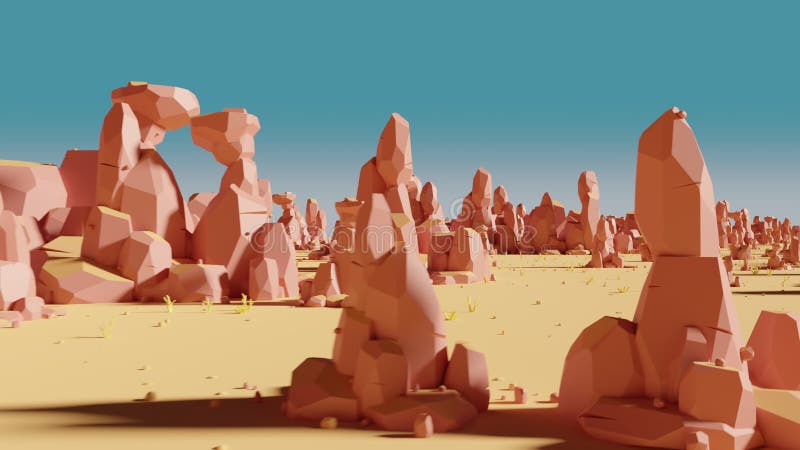 Loop Animation of Passing through Rocks with Sand Desert, 3d Rendering ...