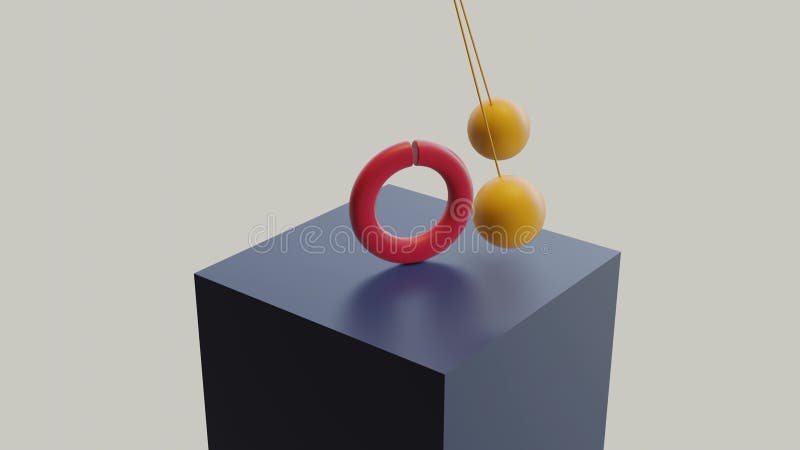 Loop Animation Pendulum Swinging, 3d Yellow Balls and Rotating Wheel ...