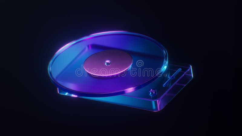 Loop Animation of Record Player with Dark Neon Light Effect, 3d ...