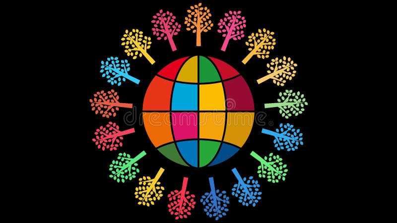 Loop Animation of SDGs Colored Earth Icon and SDGs Colored Tree ...