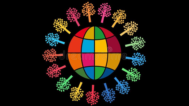Loop Animation of SDGs Colored Earth Icon and SDGs Colored Tree ...