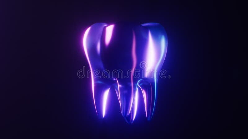 Loop Animation of Tooth with Dark Neon Light Effect, 3d Rendering Stock ...