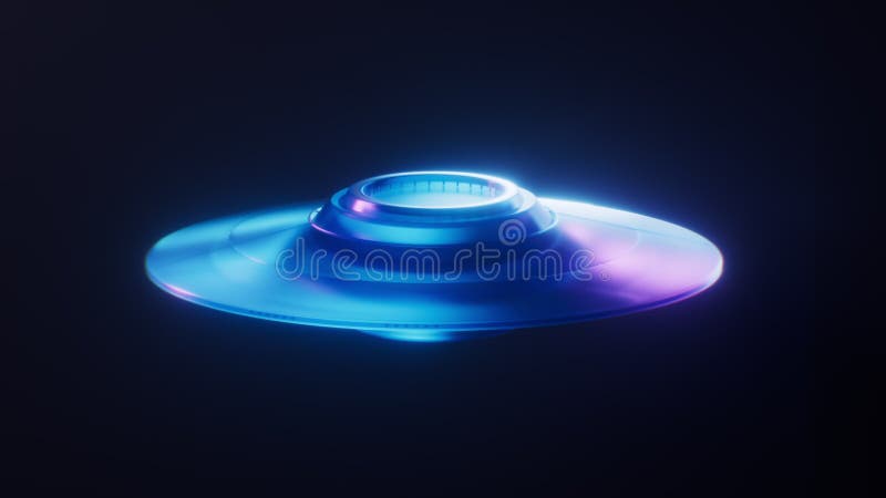 Loop Animation of UFO with Dark Neon Light Effect, 3d Rendering Stock ...