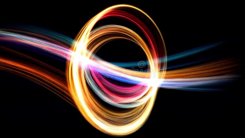 Colorful Abstract Light Trails Rotating Smoothly on a Black Background ...