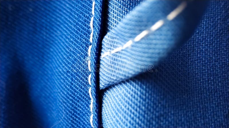 Loop on Blue Work Clothes. Workwear Close-up Macro Seam, Screed ...