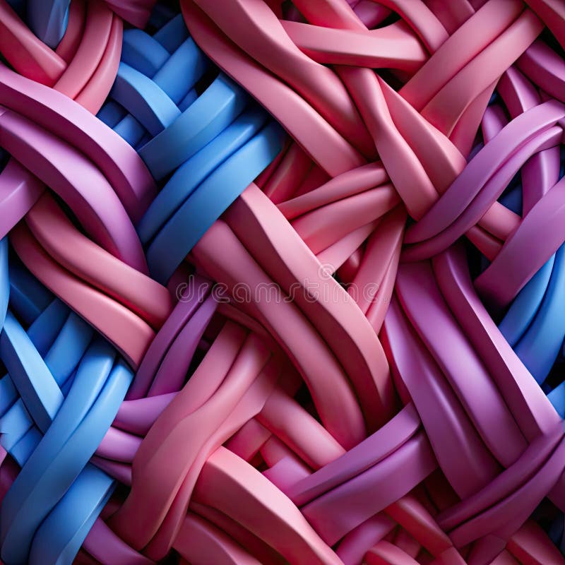 Loop of Bright Blue and Pink Fibers with Tangled Forms (tiled) Stock ...