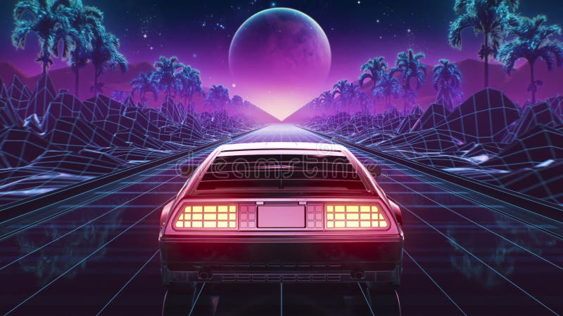 Loop Background Neon Retro Wave 80s Style Stock Video - Video of ...