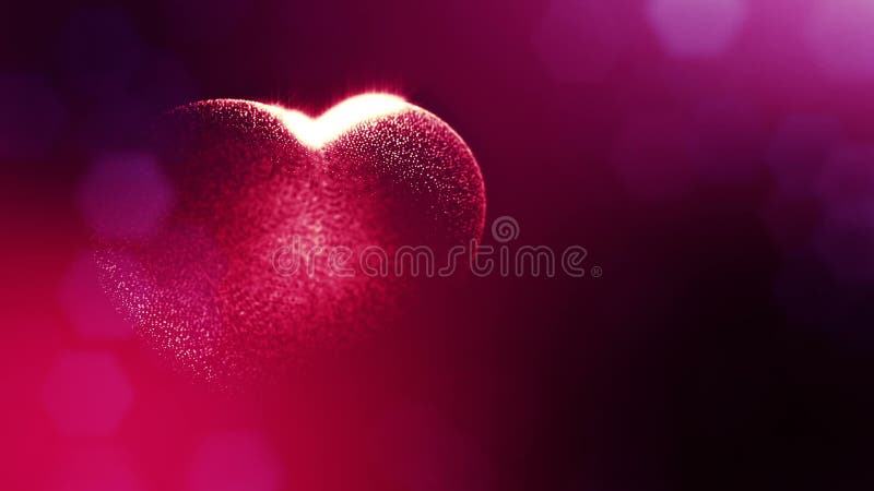 Loop 3d Animation of Glow Particles Form 3d Red Heart with Depth of ...
