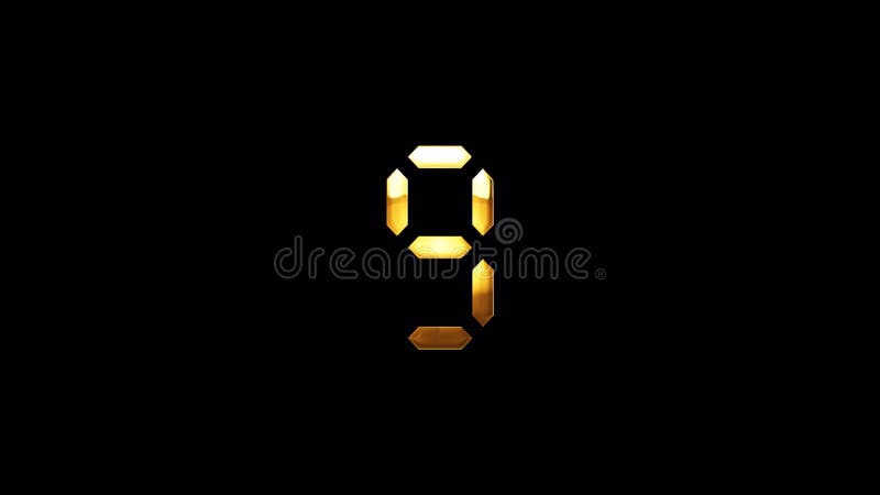 Loop Digital Number Nine Golden Shine Light Motion Text Stock Video ...