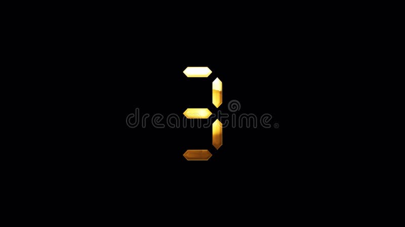 Loop Digital Number Three Golden Shine Light Motion Text Stock Footage ...