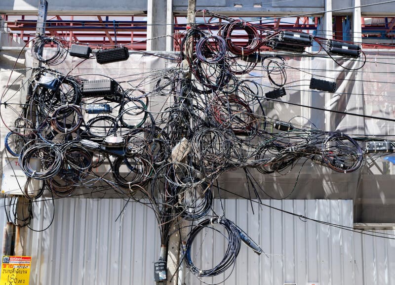 Loop and Entangled Cables in Thai Capital Editorial Photography - Image ...