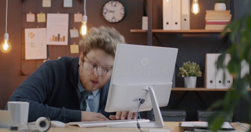 Loop of Exhausted Office Worker Sleeping Then Waking Up and Working ...