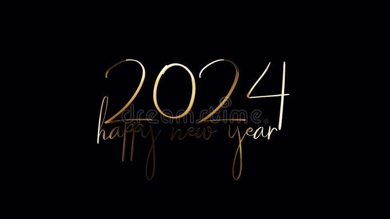Loop Happy New Year 2024 Gold Text Shine Light Stock Video - Video of ...