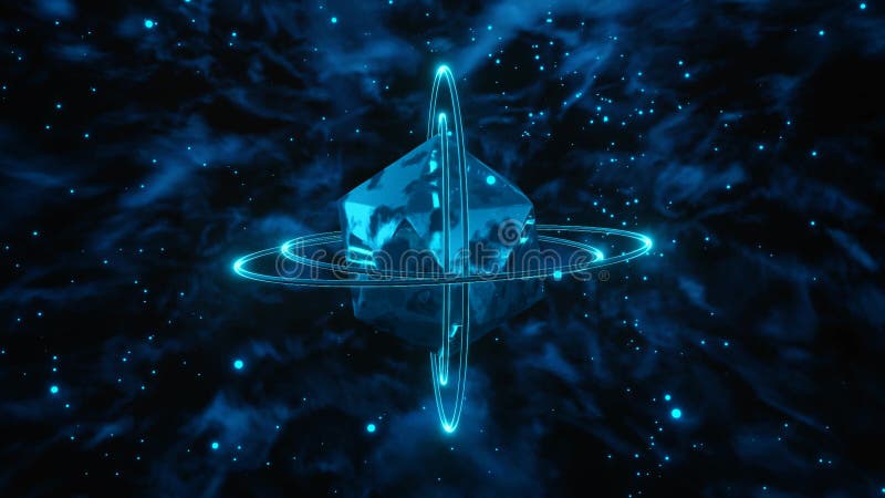 Loop 4K Animation of Rotation Glowing Object with Orbits in Nebula and ...