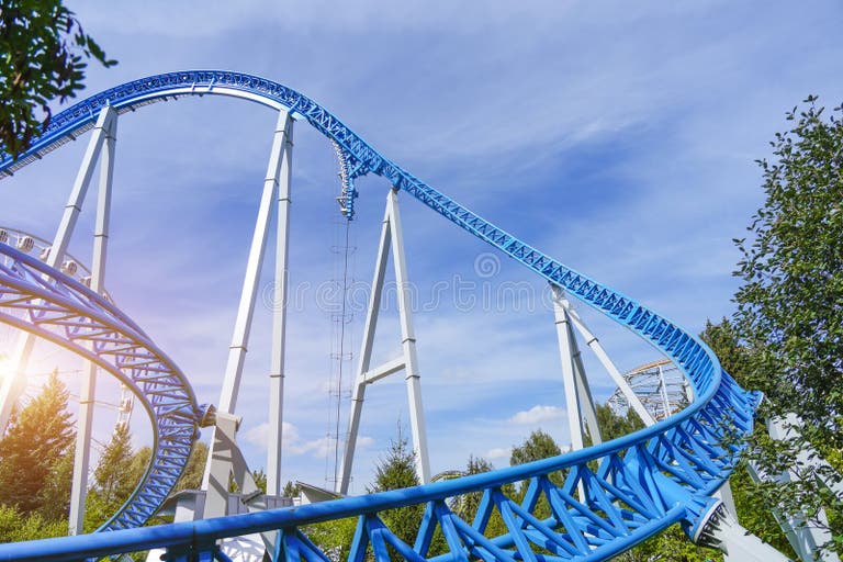 Loop Metal Frame of a Roller Coaster in an Amusement Park. Stock Photo ...