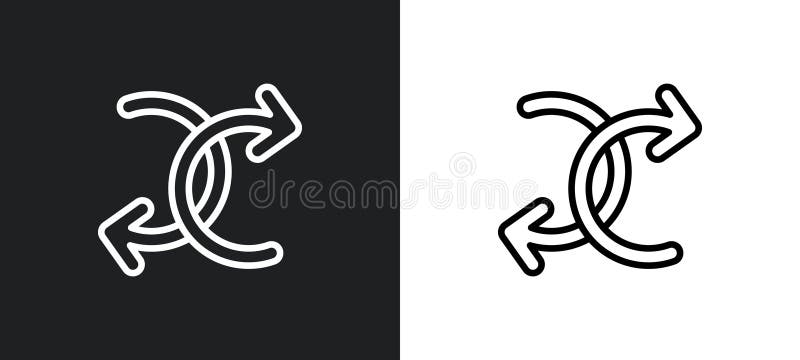 Loop Outline Icon in White and Black Colors. Loop Flat Vector Icon from ...