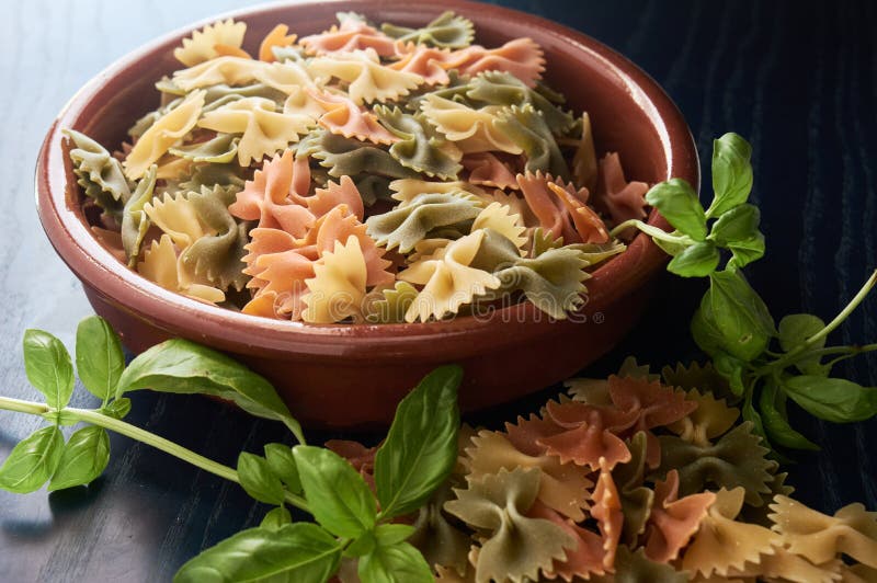 Loop Pasta, Bright Natural Colors, Basil Green and , with Blue Scene ...