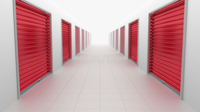 Storage Building with Red Doors Stock Image - Image of estate, delivery ...
