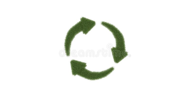 Loop Recycle Grass Symbol, 3d Animation on White Background Isolated ...