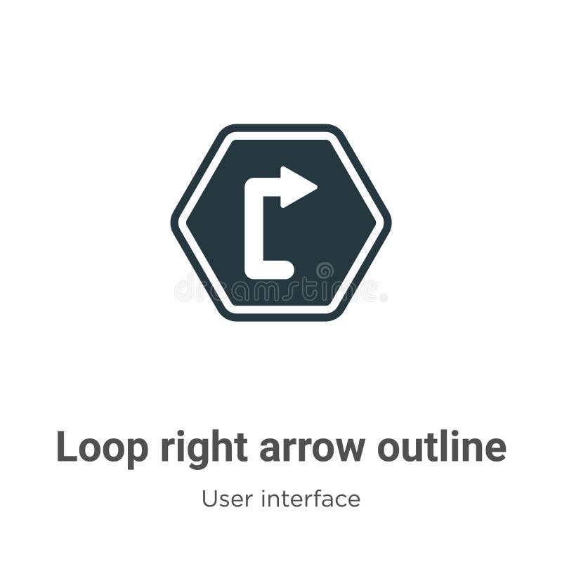 Loop Right Arrow Outline Vector Icon on White Background. Flat Vector ...