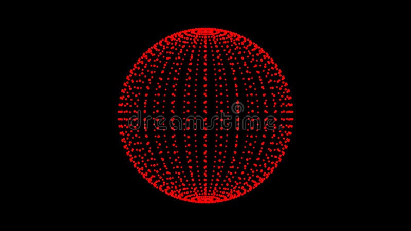 Loop Rotate Sphere Animation Cycle. Red Dots on Black Background Stock ...