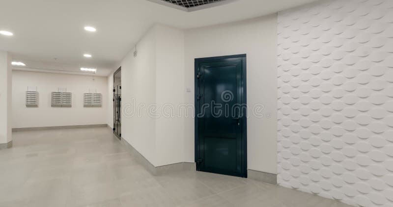 Loop Rotation and Panoramic View in Empty Modern Entrance Hall with ...