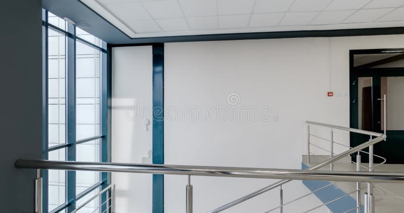 Loop Rotation and Panoramic View in Empty Modern Hall with Columns ...