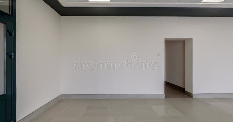 Loop Rotation and Panoramic View in Empty Modern Hall with Stairs ...