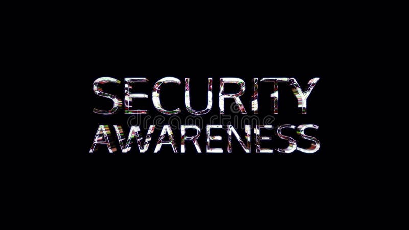 Loop Security Awareness Silver Text Shine Glitch Effect Light Motion ...