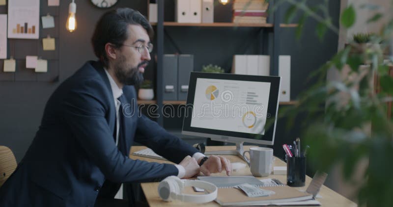 Loop of Tired Middle Eastern Businessman Sleeping Then Waking Up ...