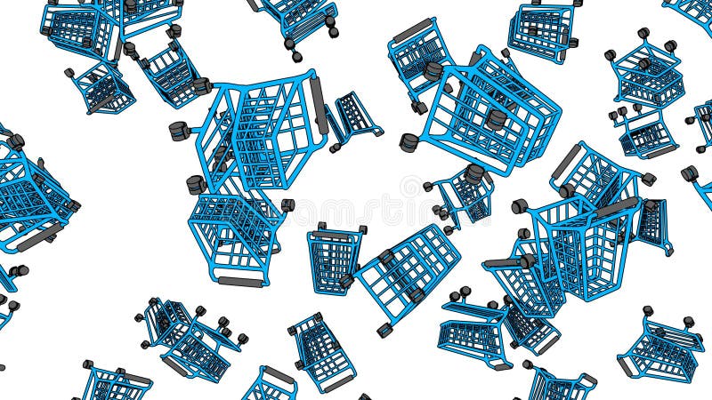 Toon Blue Shopping Carts on White Background. Stock Footage - Video of ...