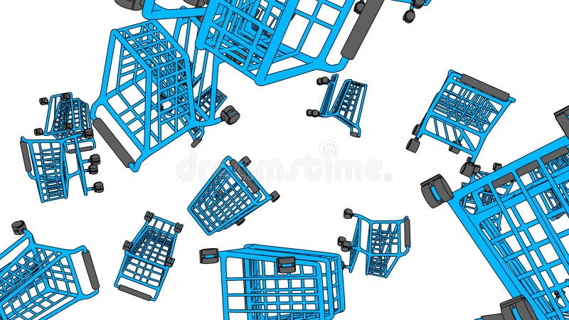 Toon Blue Shopping Carts on White Background. Stock Footage - Video of ...