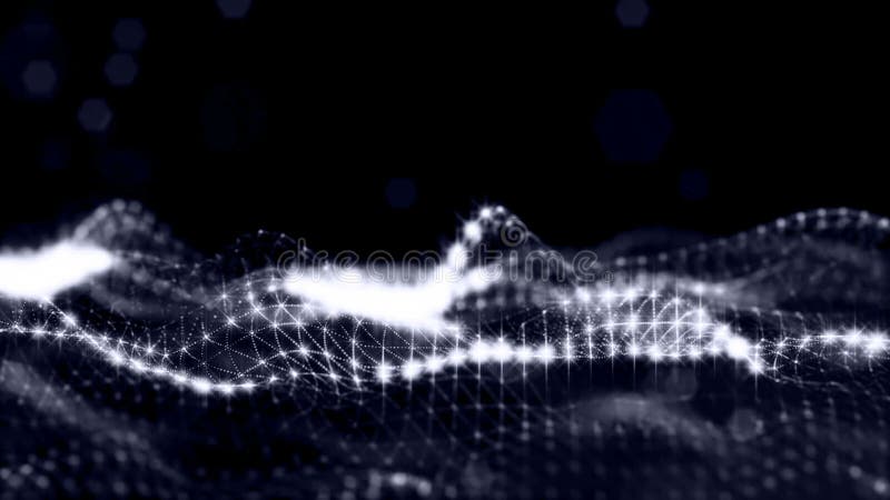 Loopable Abstract Particle Background with Depth of Field, Glow Sparkles of Lights and Digital ...