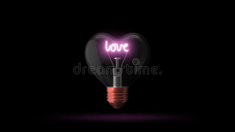 Loopable Heart Shaped Light Bulb Valentine Concept Stock Footage ...
