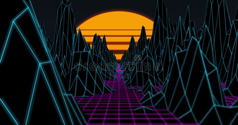 80s Retro Futurism Background Loop 3d Render Stock Video - Video of ...