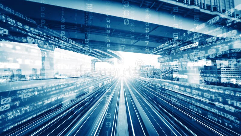 Loopable Video of Digital Data Flow on Road in Concept of Program ...