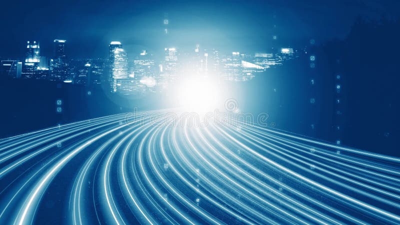 Loopable Video of Digital Data Flow on Road in Concept of Program ...