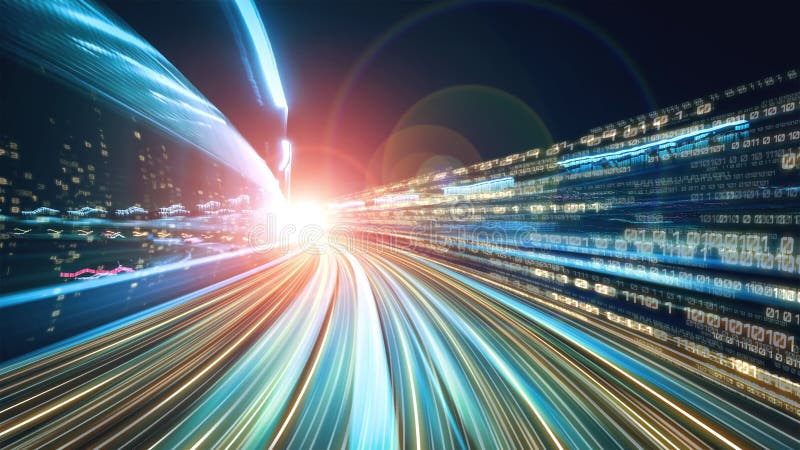 Loopable Video of Digital Data Flow on Road in Concept of Program ...