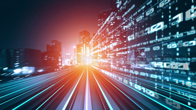 Loopable Video of Digital Data Flow on Road in Concept of Program ...