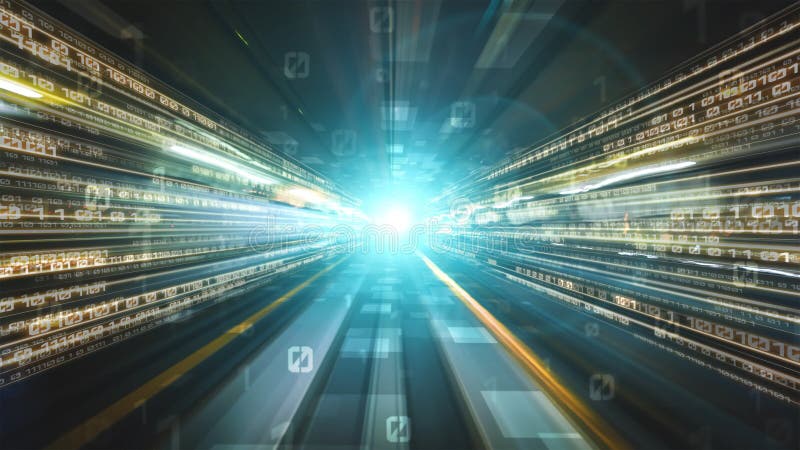 Loopable Video of Digital Data Flow on Road in Concept of Program ...
