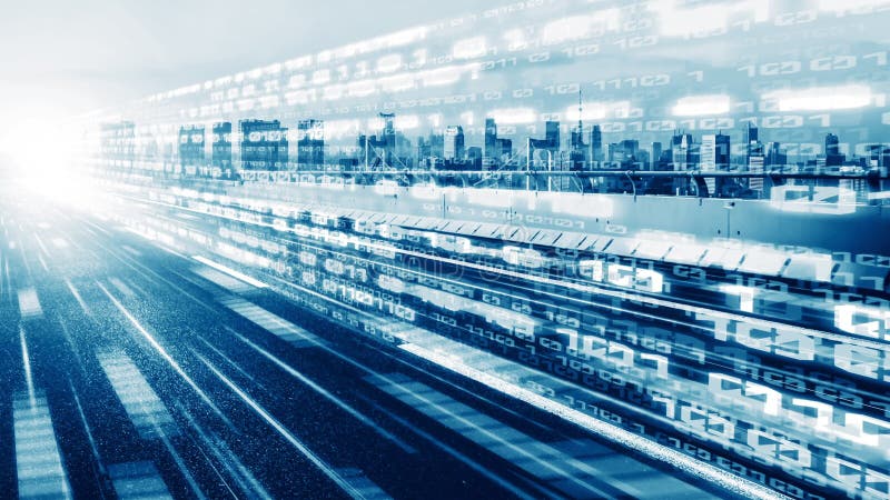 Loopable Video of Digital Data Flow on Road in Concept of Program ...