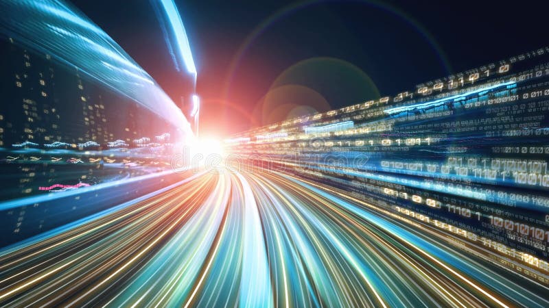 Loopable Video of Digital Data Flow on Road in Concept of Program ...