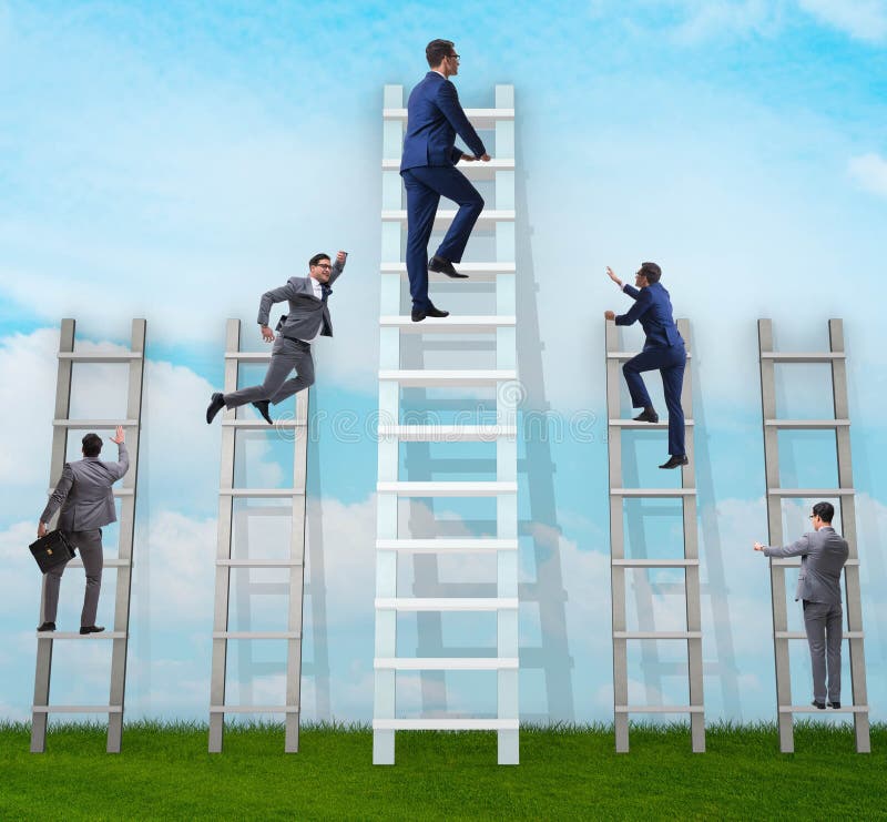 Loopbaanprogressie Met Verschillende Ladders Stock Afbeelding - Image ...