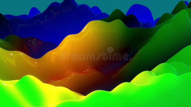 Looped Animation Rainbow Color Surface. Abstract Background Waves Move ...