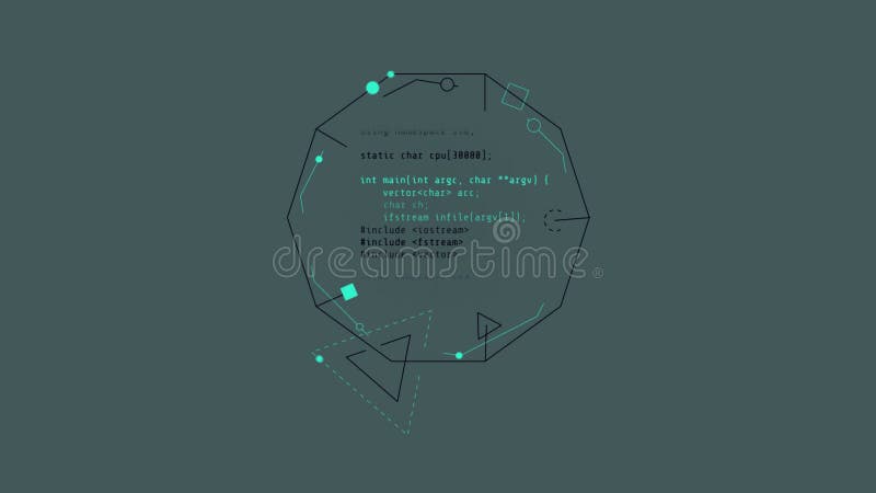 Looped Animation of a Code Fragment in a Decagon HUD Element. Stock ...