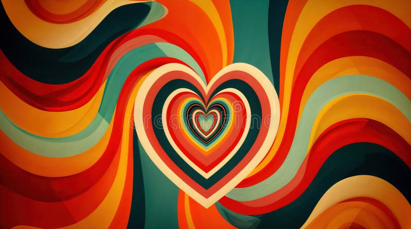 Psychedelic Heart Animation with Wavy Stripes Stock Illustration ...